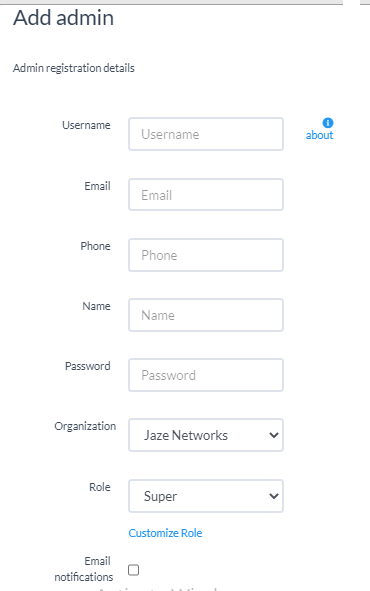 Creating admin accounts - Documentation - Jaze ISP Manager